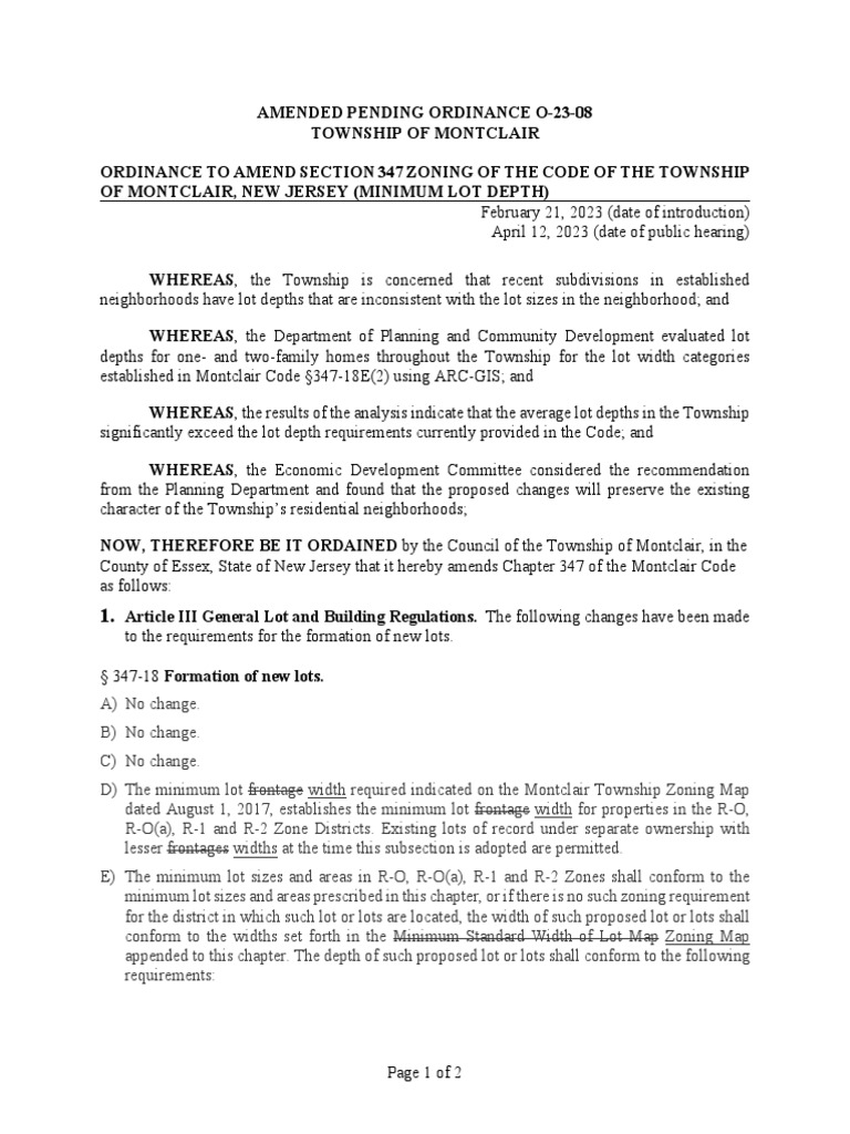 Ordinance O-23-08: Ordinance To Amend Section 347 Zoning of The Code of ...