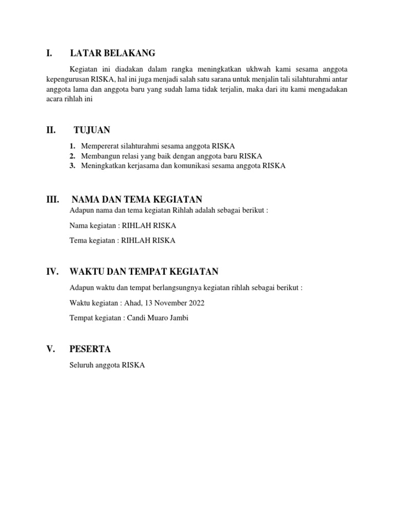 Proposal Rihlah | PDF