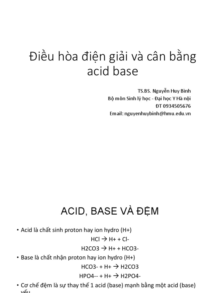 Điều hòa điện giải và cân bằng acid base | PDF