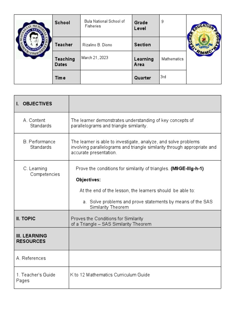Proving Sas Similarity Theorem Pdf Cognition Elementary Mathematics