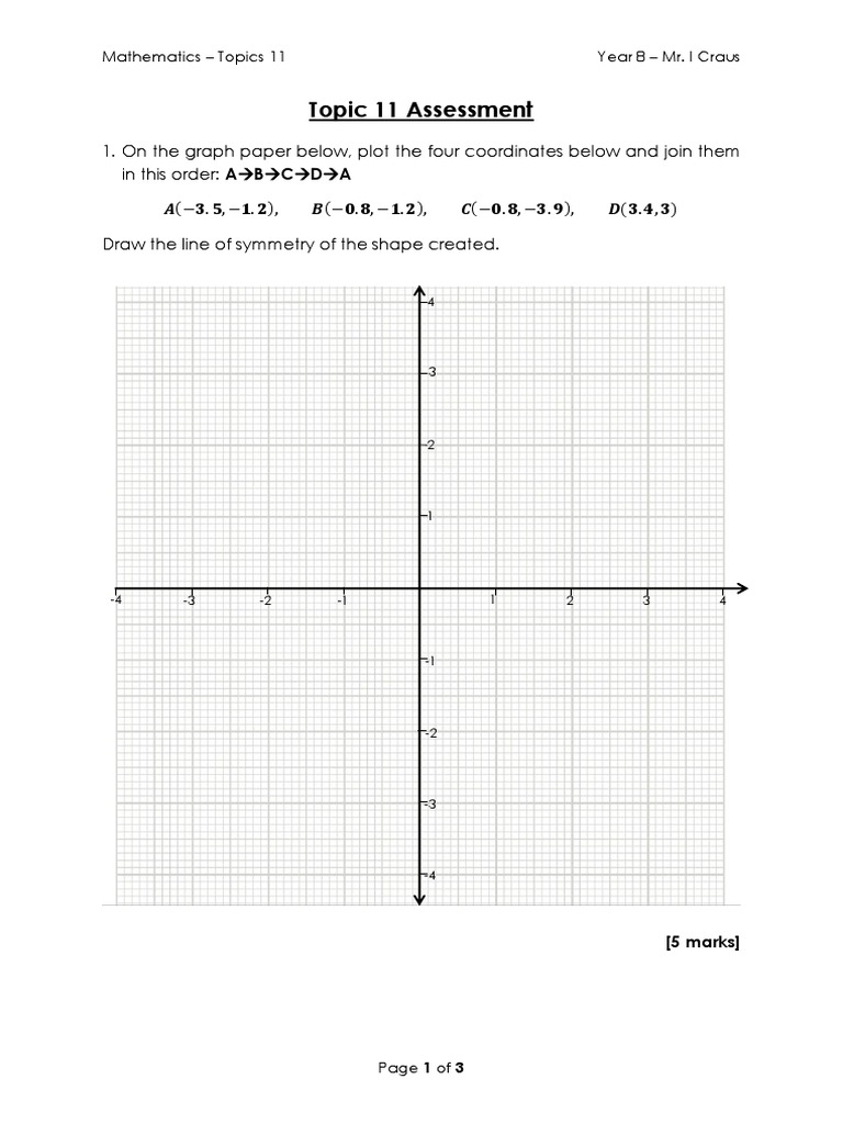 Topic 11 Assessment: Mathematics - Topics 11 Year 8 - Mr. I Craus | PDF ...