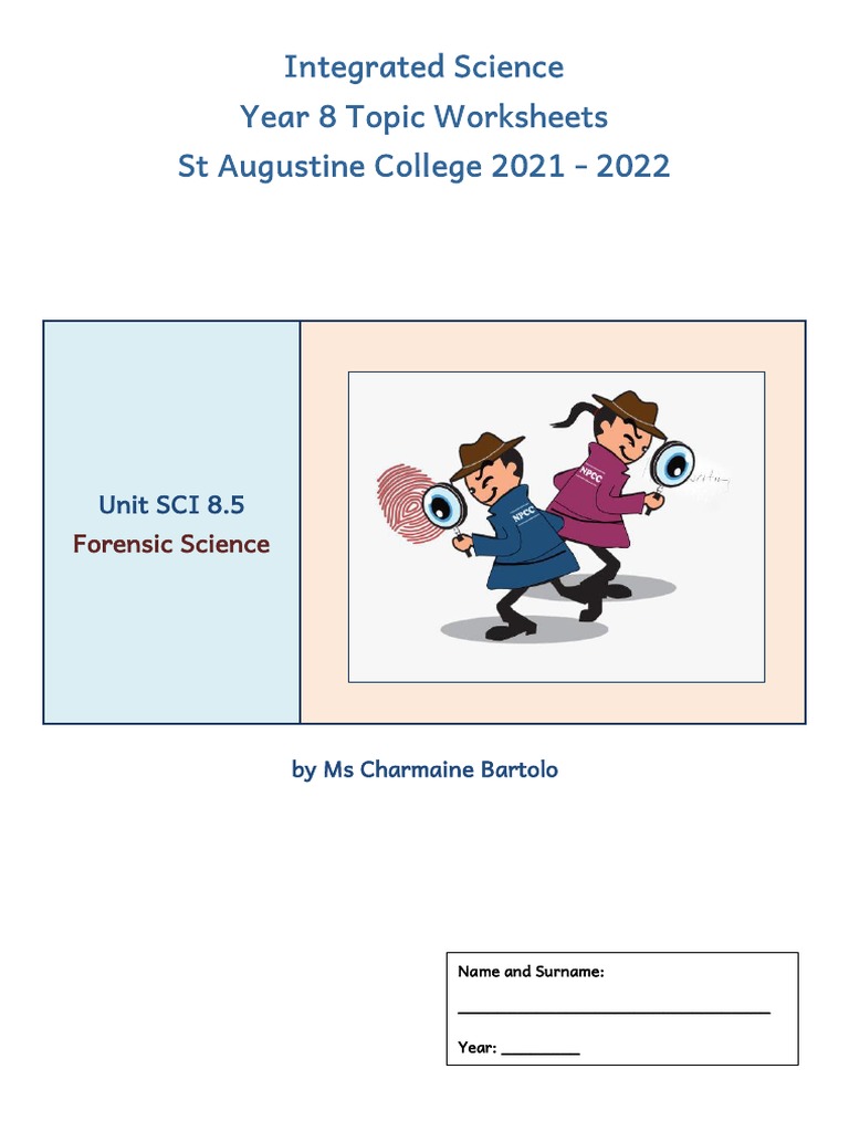 Yr 8 Topic Worksheets - Forensic Science | PDF | Fingerprint | Friction