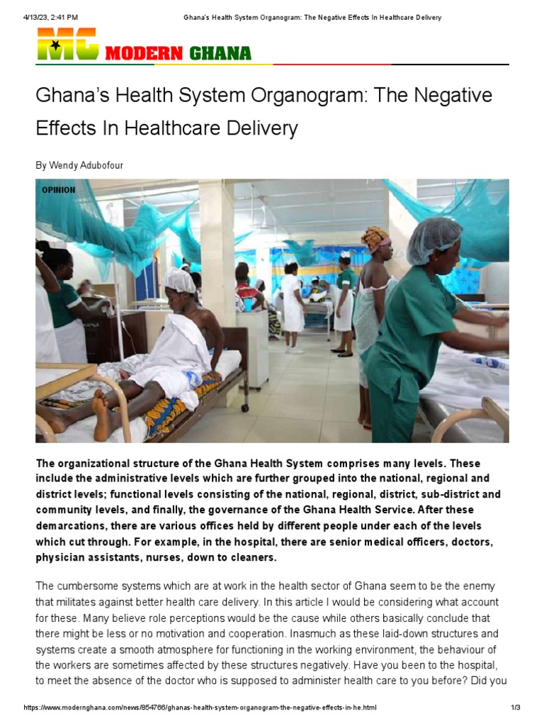 Ghana's Health System Organogram - The Negative Effects in Healthcare ...