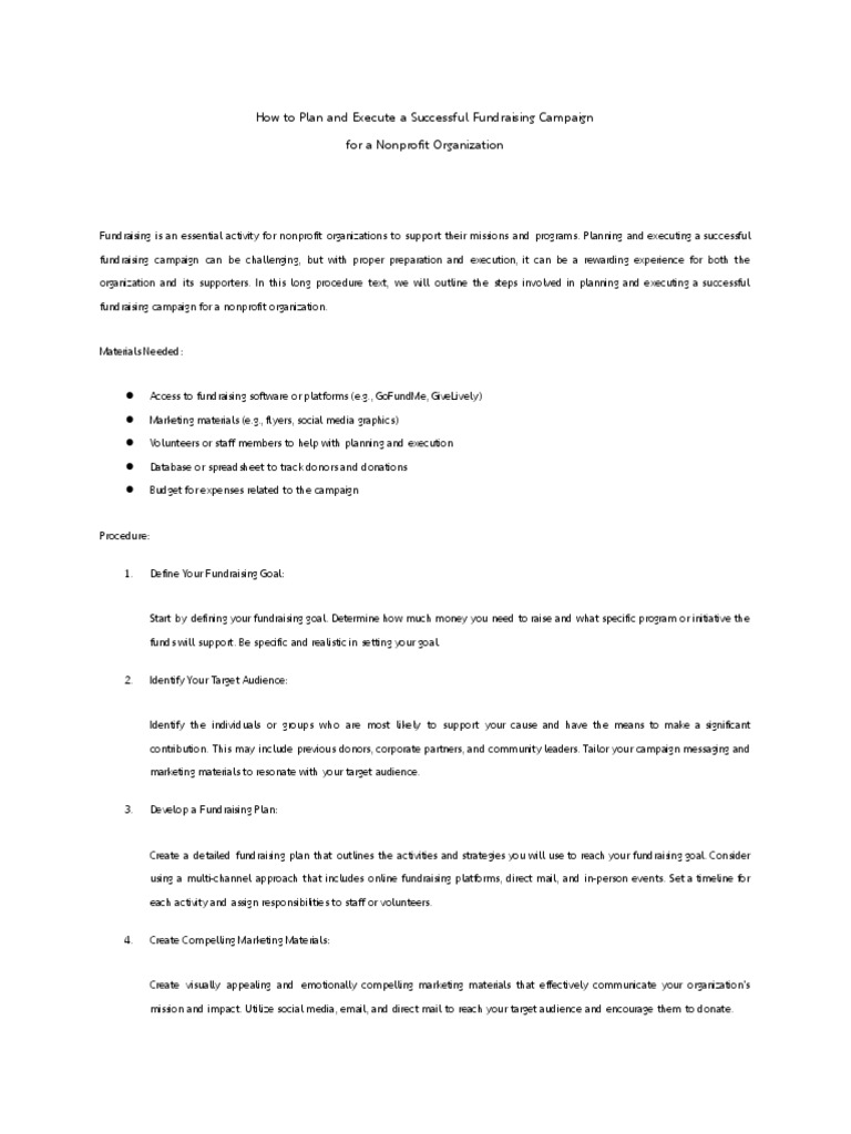 Factual Reading - Procedure Text - How To Plan and Execute A Successful Fundraising Campaign ...