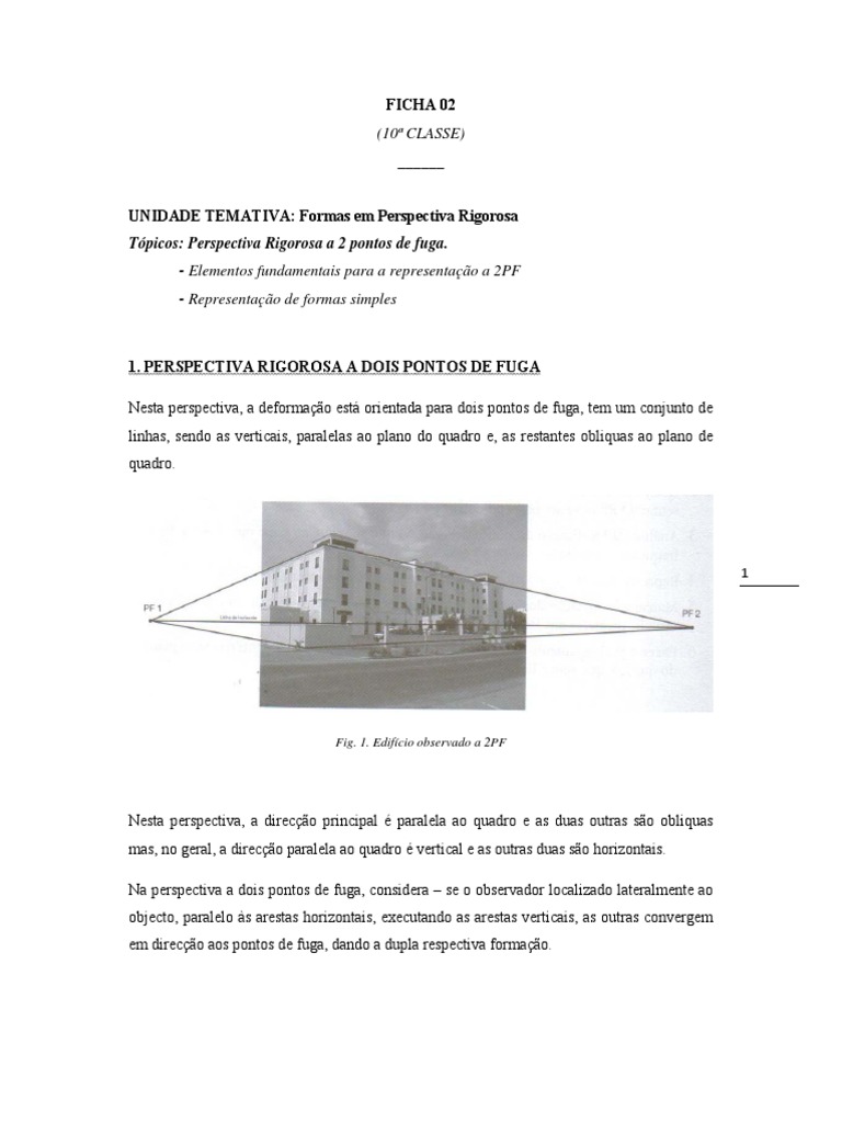 Ficha 10 Classe P Rigorosa 2 Pontos 2018 | PDF | Perspectiva (gráficos ...