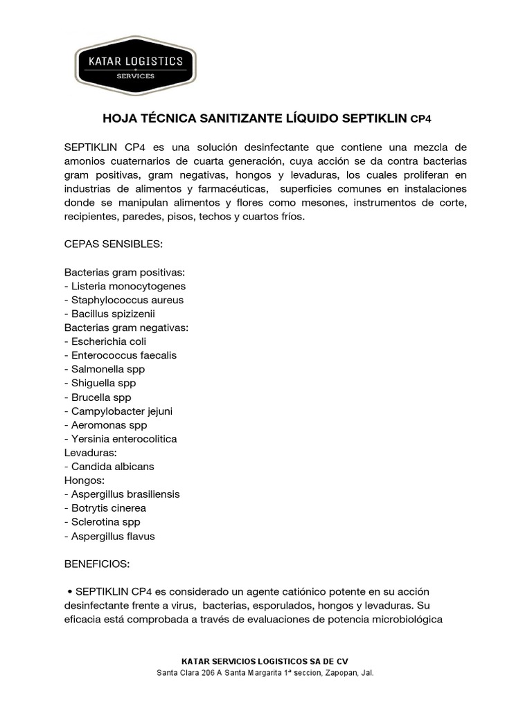 HT Septiklin Liquido CP4 | PDF | Las bacterias | Agua