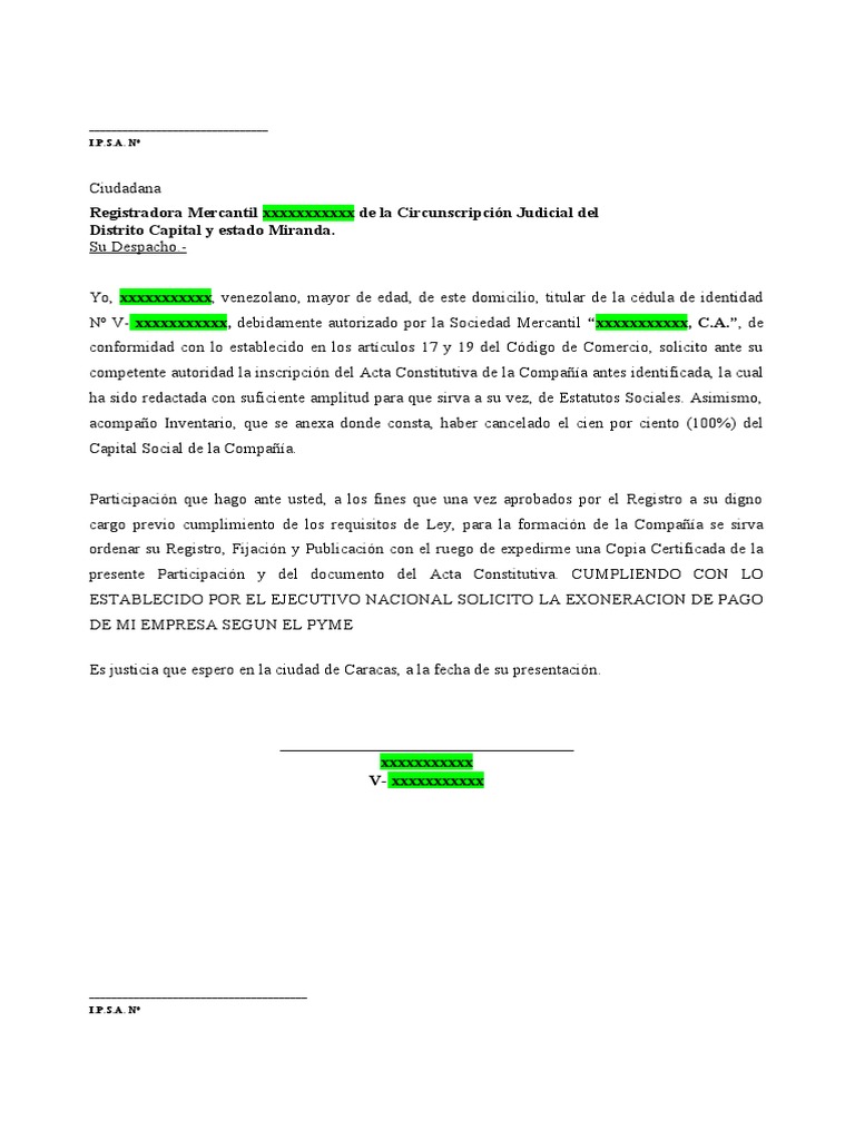 modelo de Acta Constitutiva CA PYMES | PDF | Compartir (Finanzas) | Dividendo