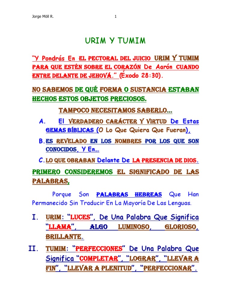Significado de Urim y Tumim en la Biblia | PDF | Sacerdote | David