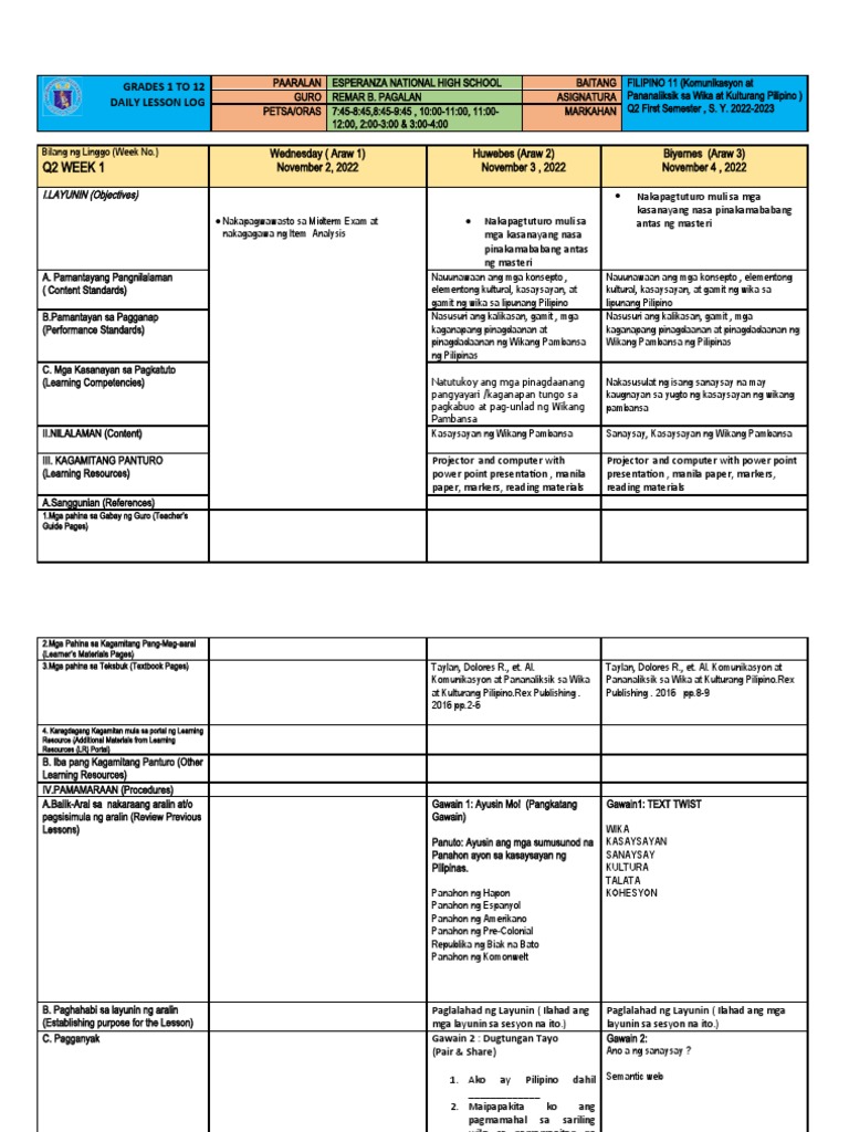 DLL KPWKP Week Q2 1 | PDF