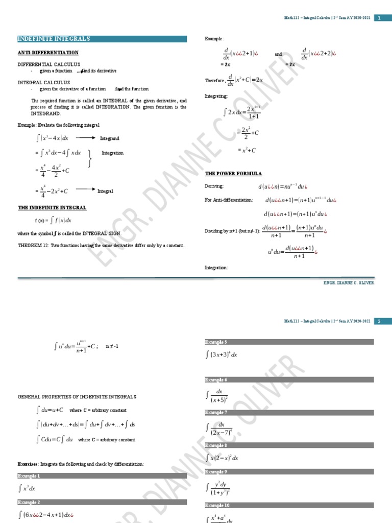 IC Note 1 | PDF | Integral | Derivative