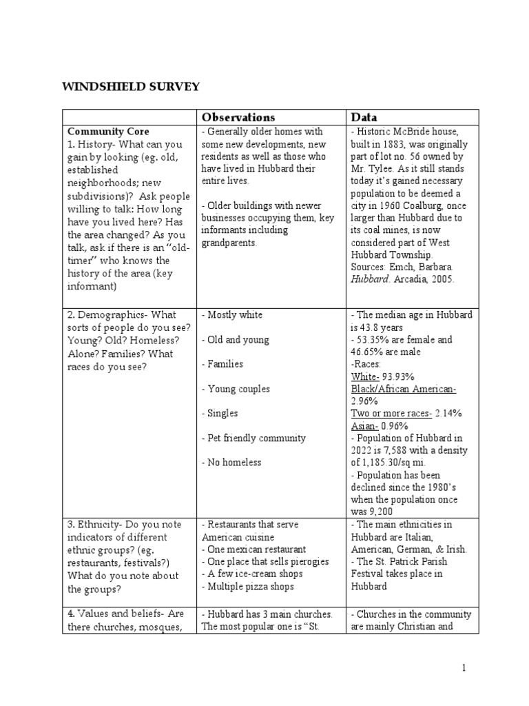 Windshield Survey PDF Health Care Democratic Party United States 