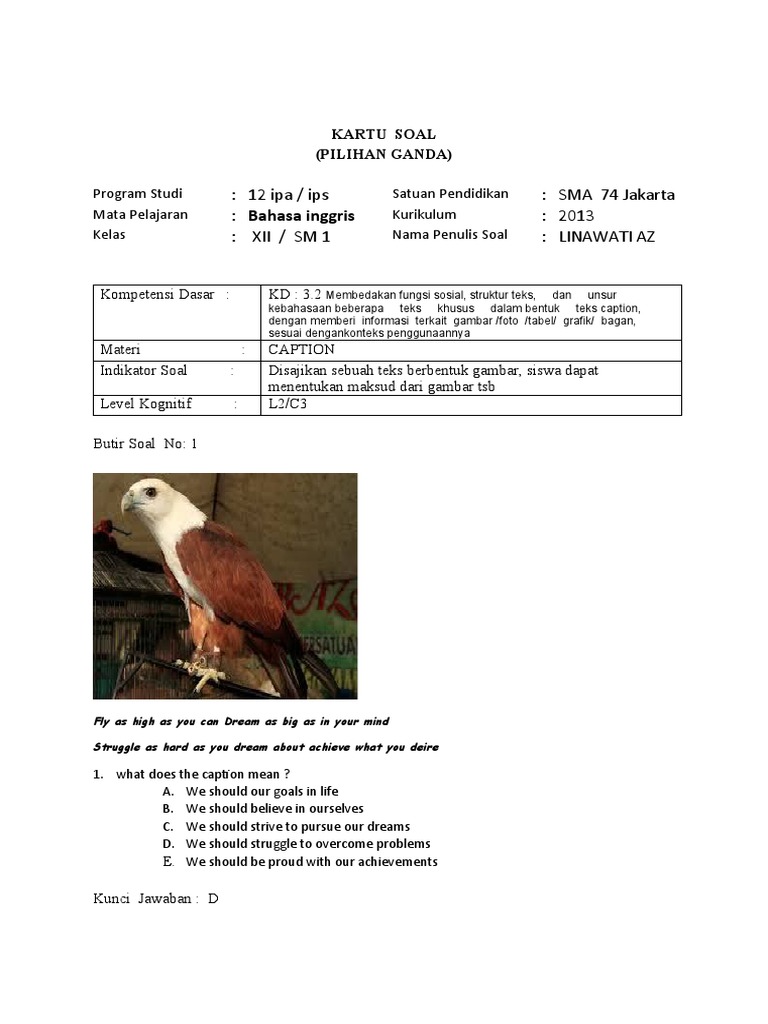 Kartu Soal KLS Xii GJL 2021 | PDF