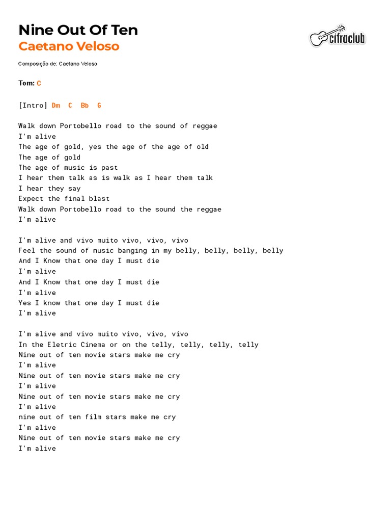 Caetano Veloso - Nine Out of Ten | PDF | Language Arts & Discipline