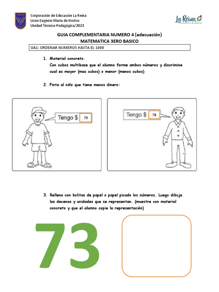 MATEMATICA - 3ERO - GUIA COMPLEMENTARIA 4 - Adecuada | PDF