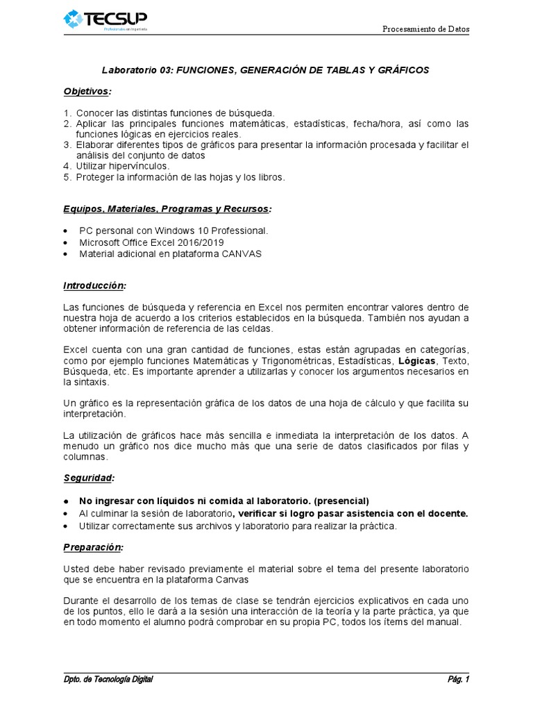 L03 Funciones, Tablas y Gráficos | PDF