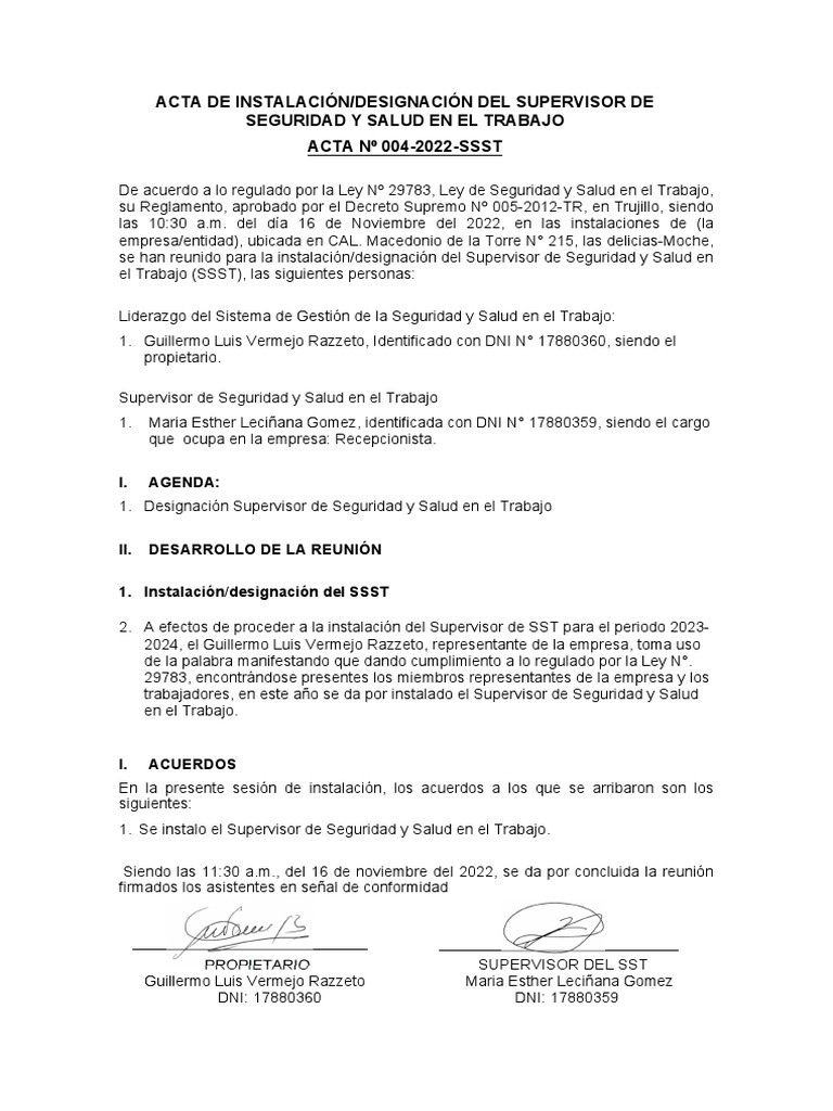 Acta de Instalación | PDF Acta de Instalación | PDF