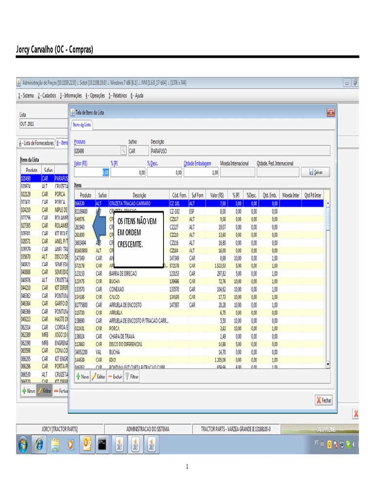Erro Lista de Preco | PDF