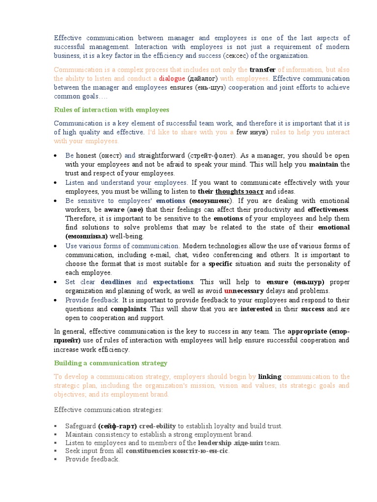 Effective Communication Between Managers and Employees | PDF ...