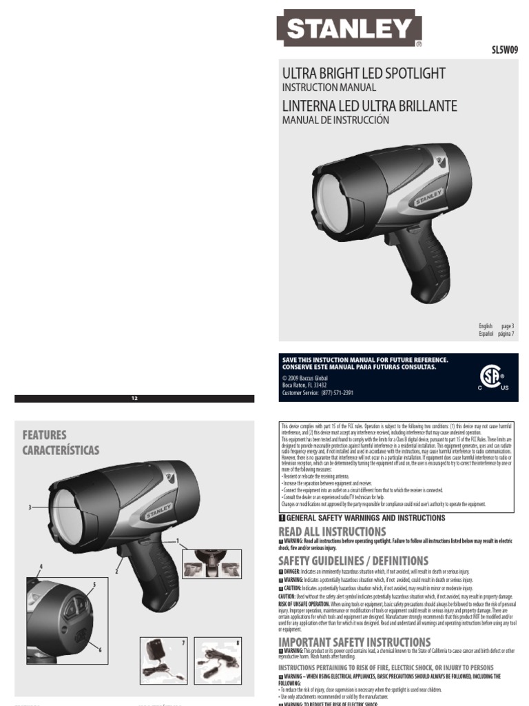 Stanley SL5W09 Flashlight | PDF | Battery Charger | Electrical Connector