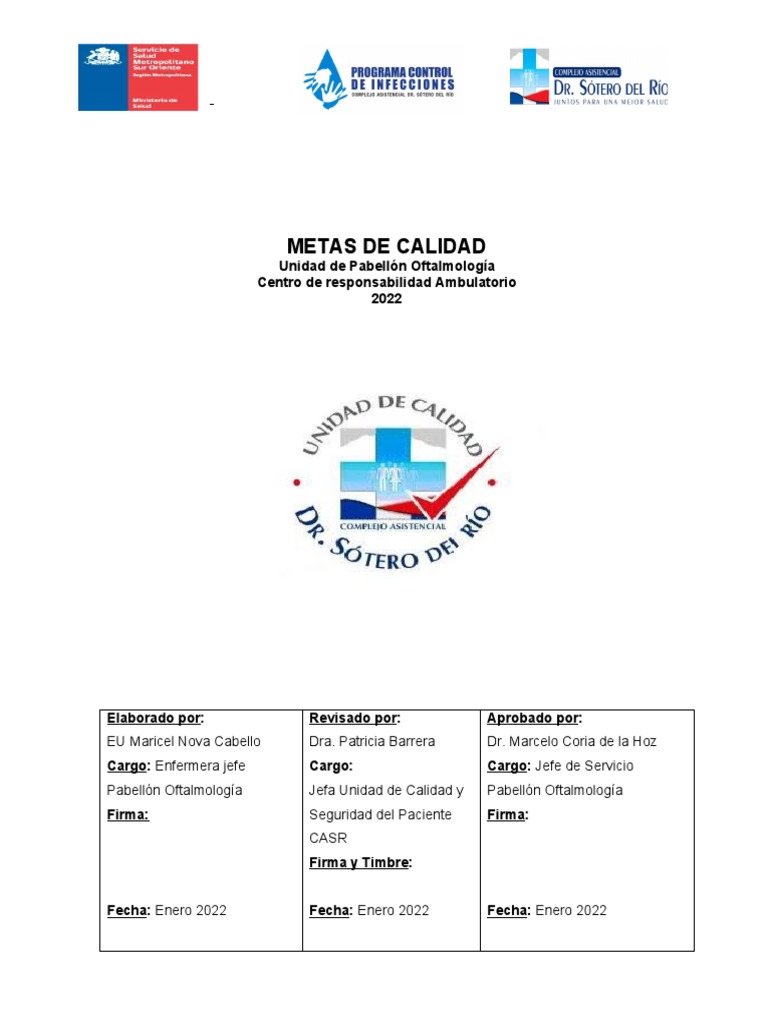 FORMATO DE METAS 2022 (PQ Oftalmo) | PDF | Anestesia | Muestreo ...