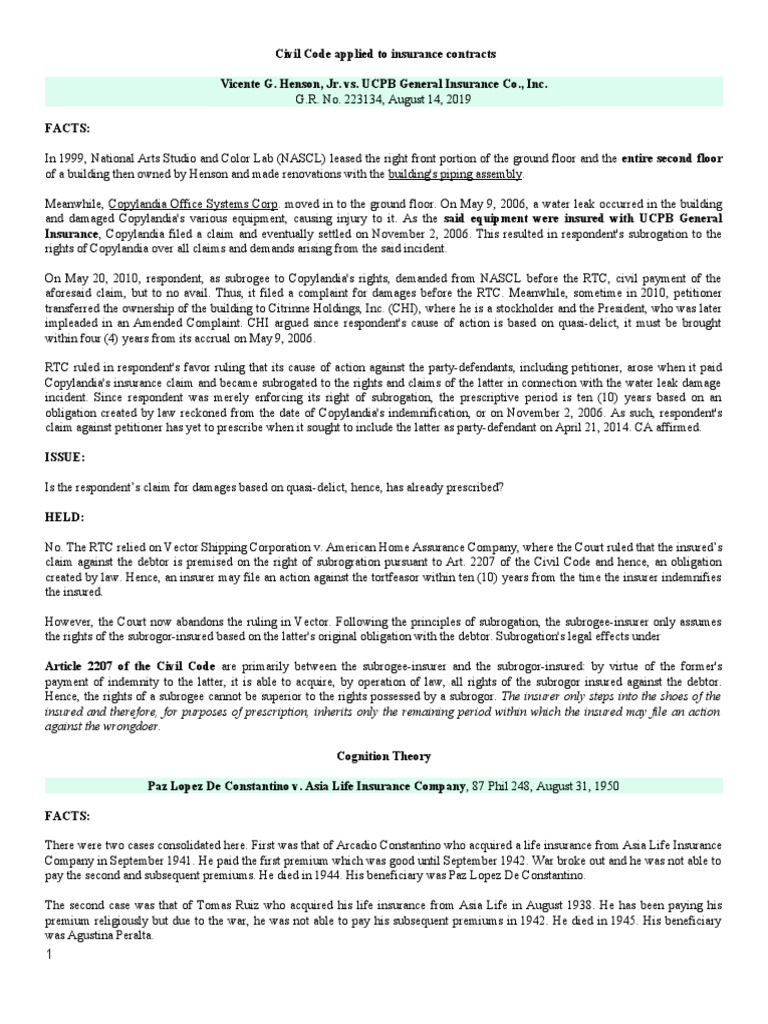 Application of Contract Law Principles in Insurance Contracts: A Review ...