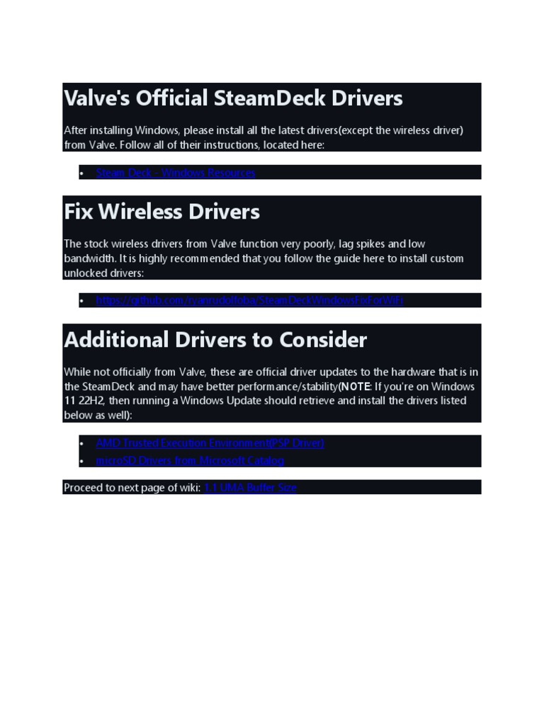 Valve'S Official Steamdeck Drivers: Steam Deck - Windows Resources | PDF