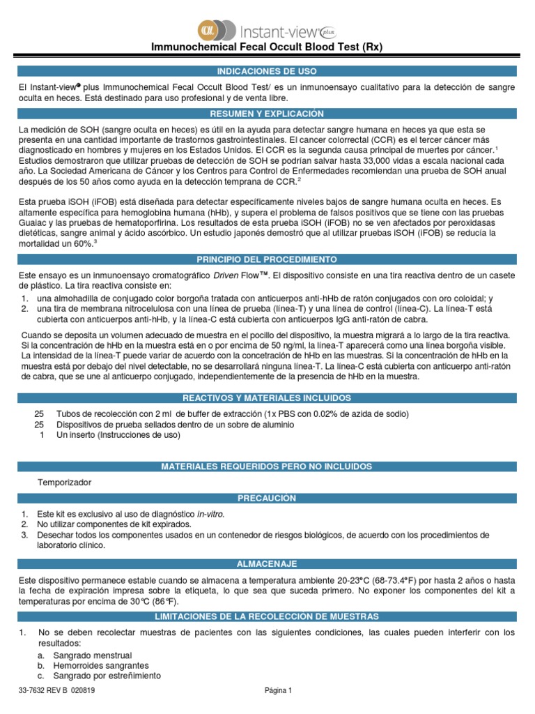 iFOB Professional Insert - ES | PDF | Heces | Medicina CLINICA
