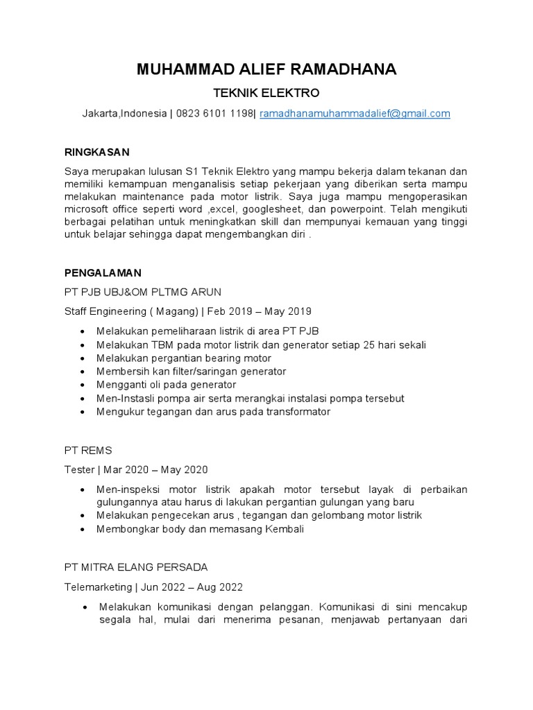CV Ats Alief | PDF
