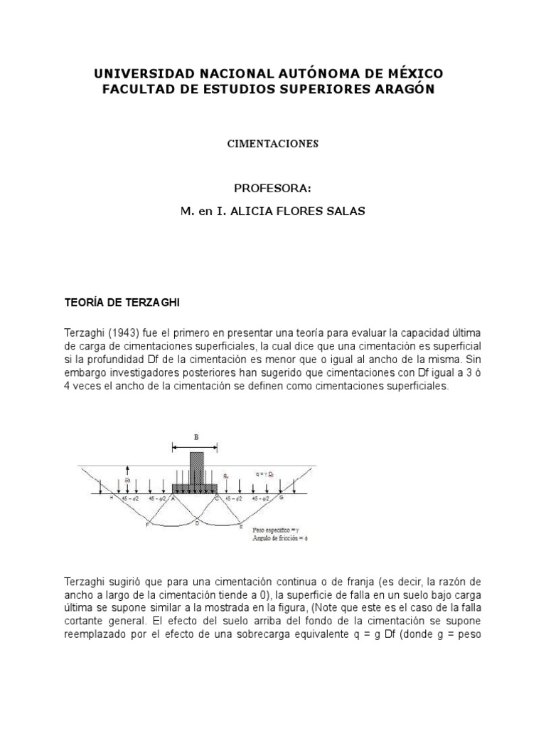 Teoría de Terzaghi | PDF | Fundación (Ingeniería)