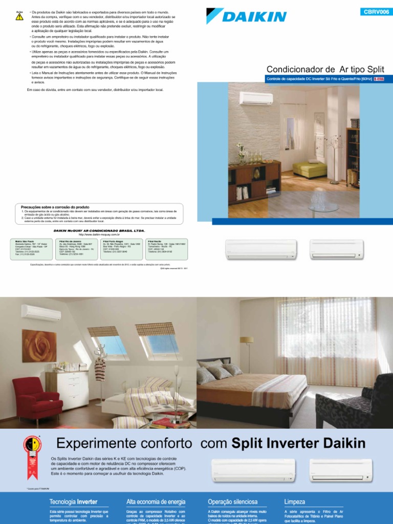 Catálogo Daikin - Condicionador de Ar Tipo Split - Manualzz | PDF