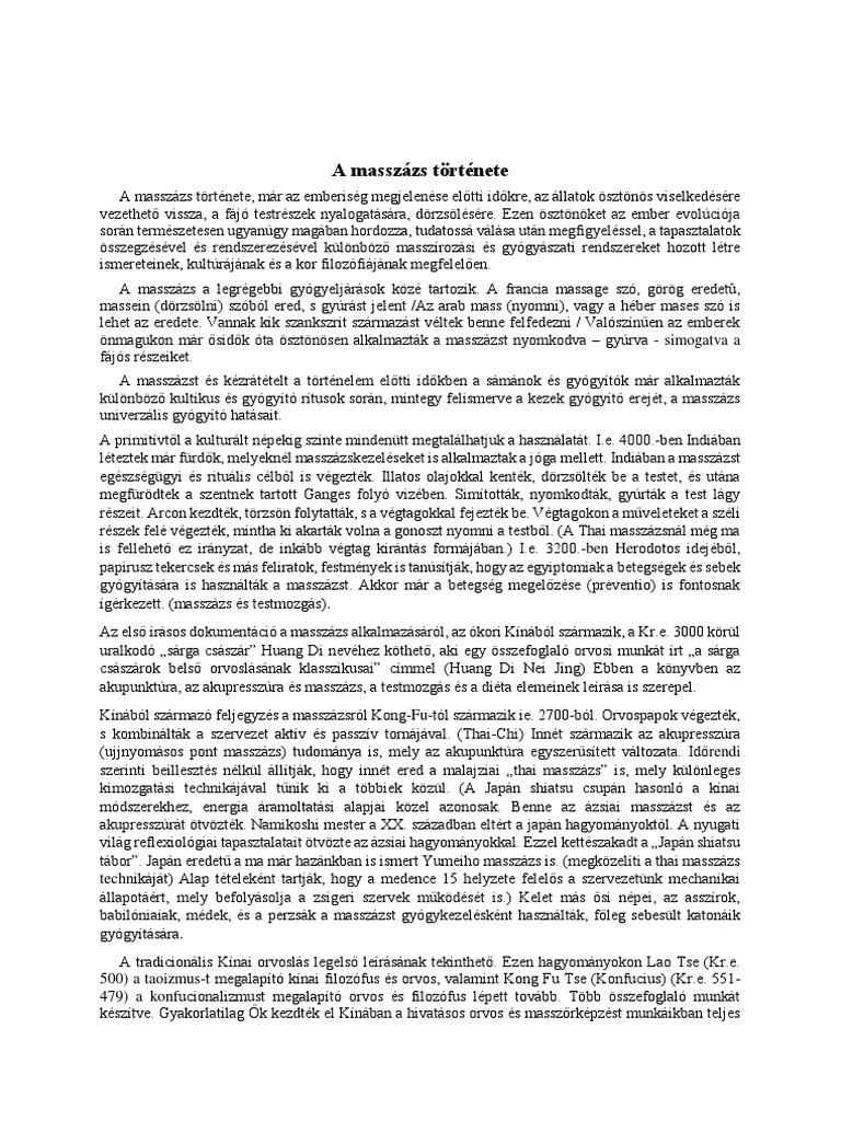 Svéd masszázs jegyzet | PDF