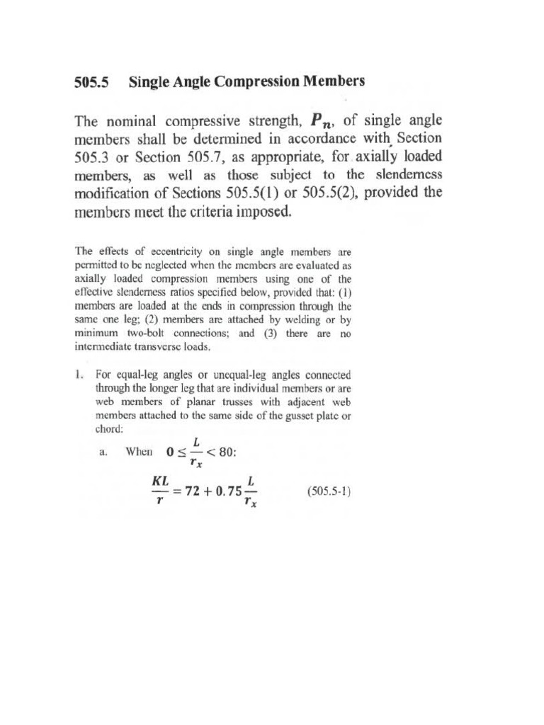 Single Angle Compression Members and Built Up | PDF