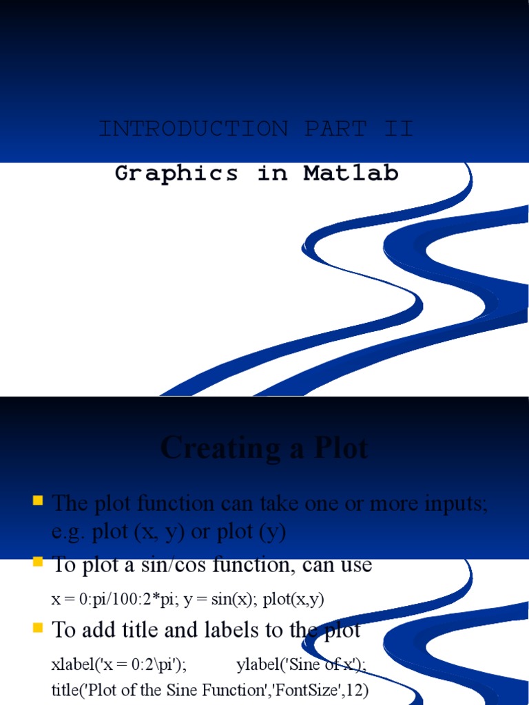 Introduction Part Ii: Graphics in Matlab | PDF | Matlab | Function (Mathematics)