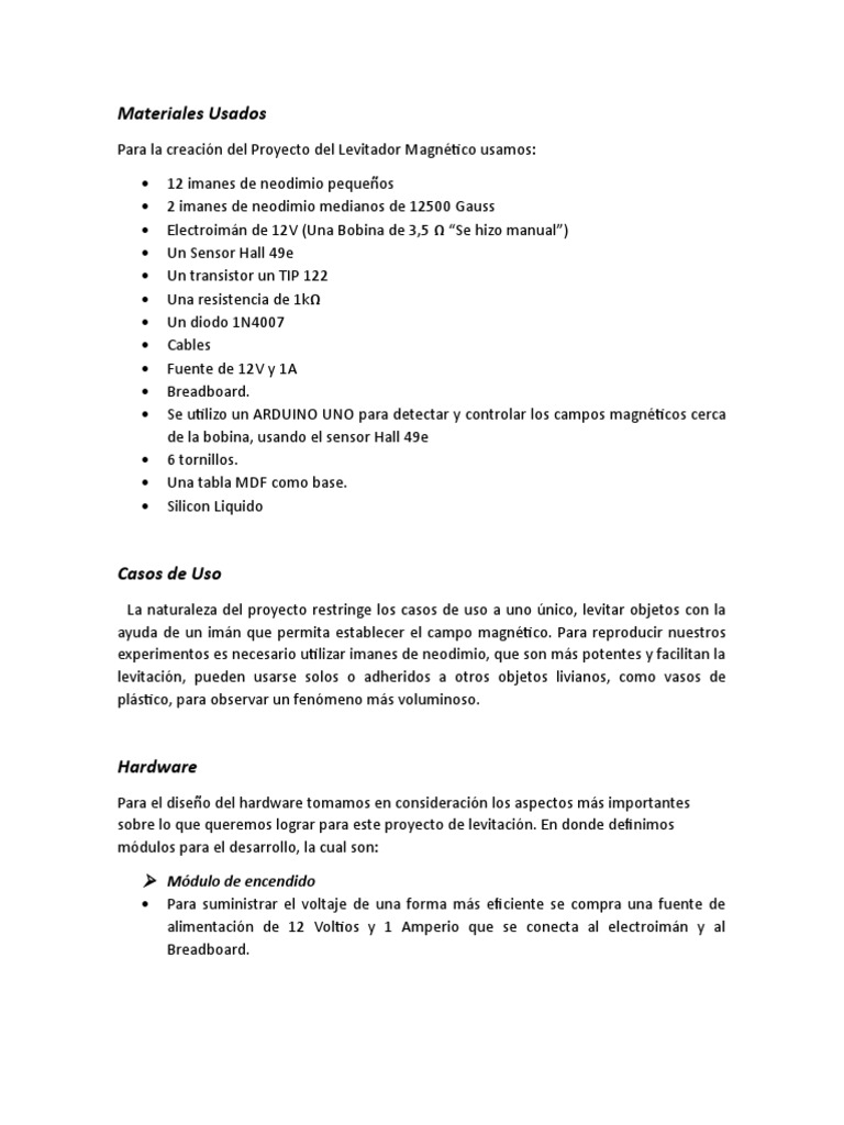 Materiales Usados | PDF | Transistor | Campo magnético