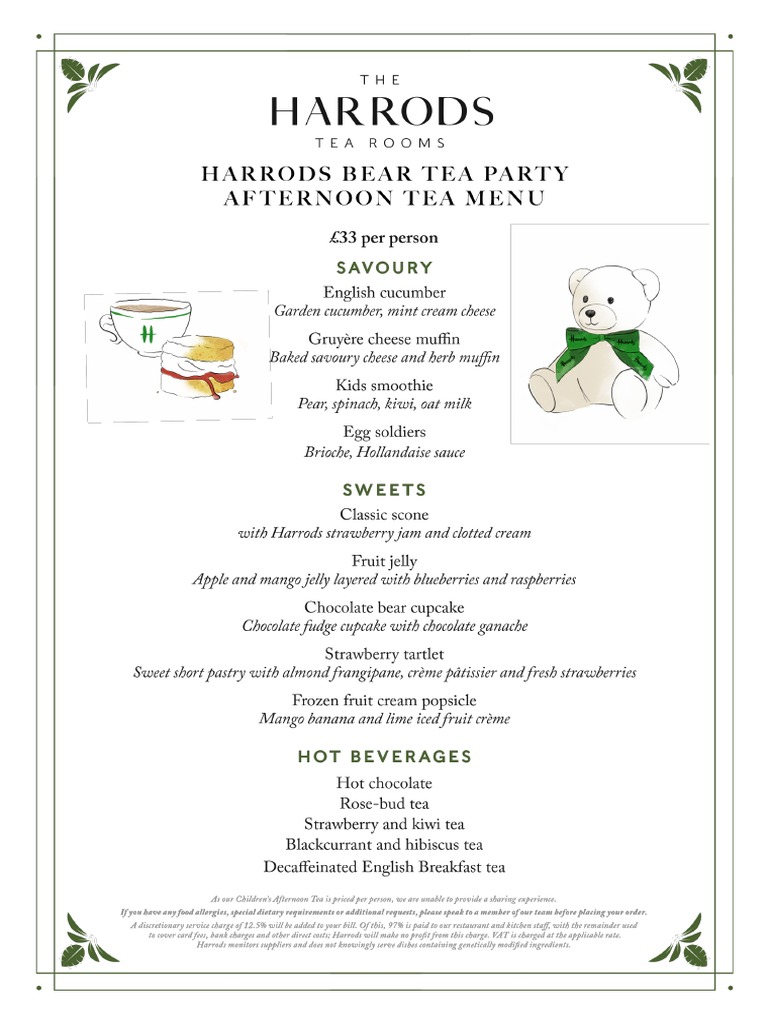 Harrods Tea Rooms-Kids Afternoon Tea-June2021 | PDF