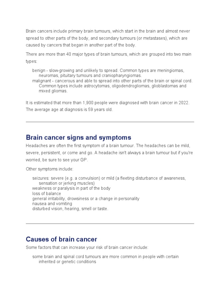 Brain Cancer | PDF | Brain Tumor | Ct Scan