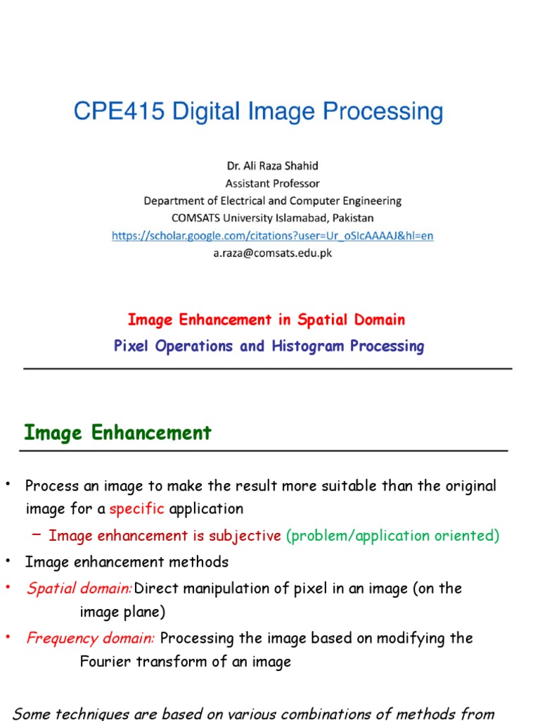 Image Enhancement in Spatial Domain: Pixel Operations and Histogram Processing | PDF | Image ...