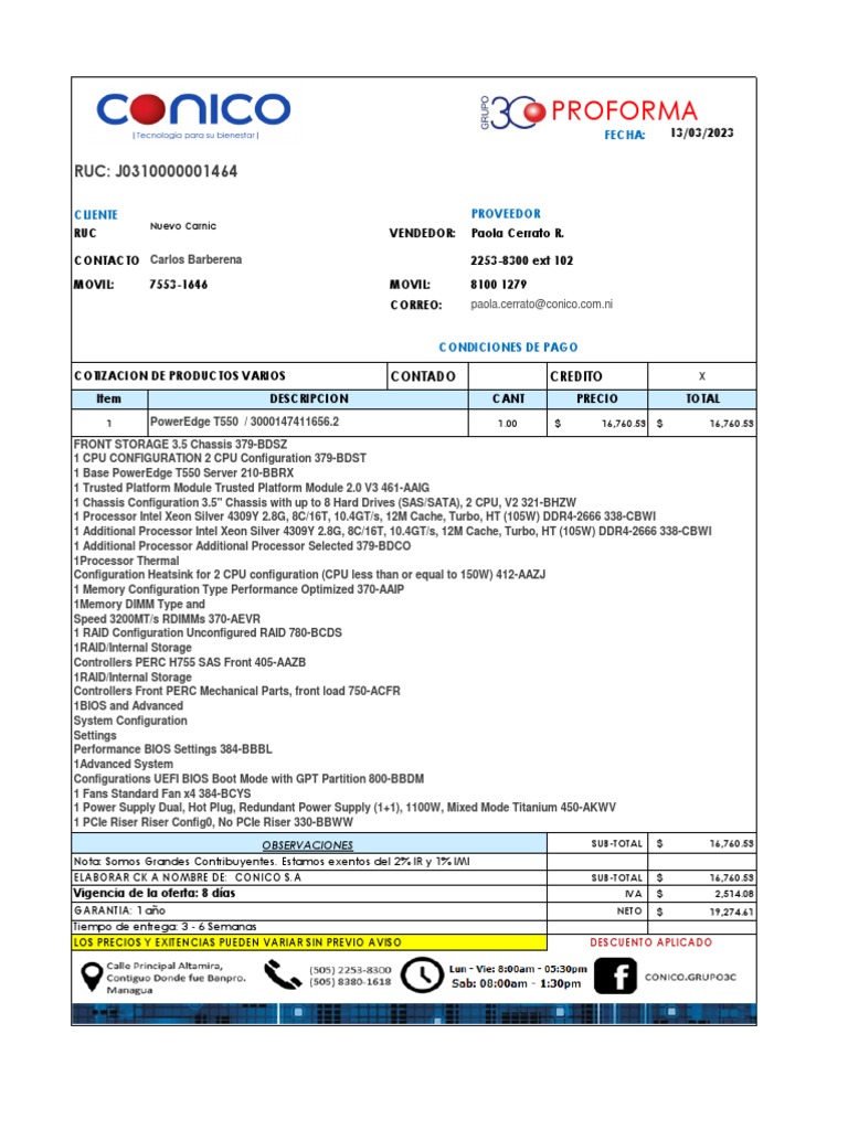 Proforma Servidor Conico 1 | PDF | Bios | Computer Hardware