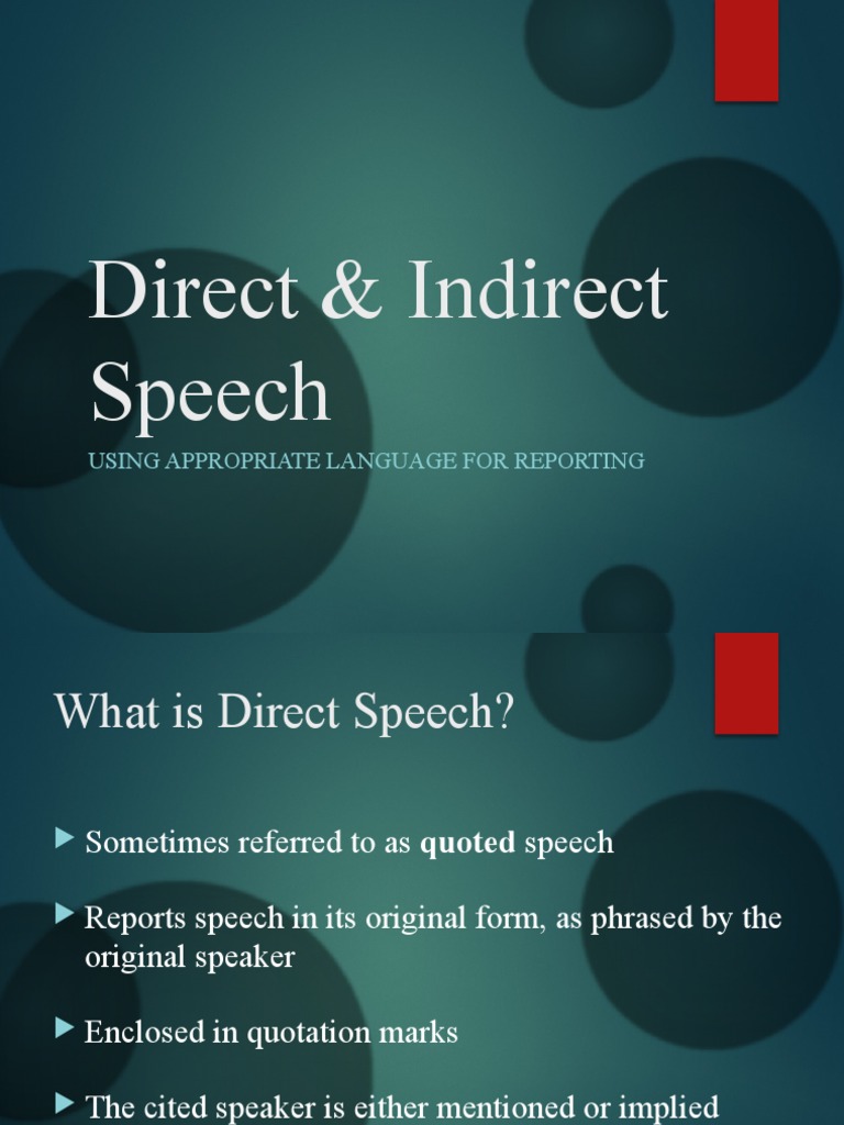 Direct and Indirect Speech | PDF | Syntax | Language Mechanics