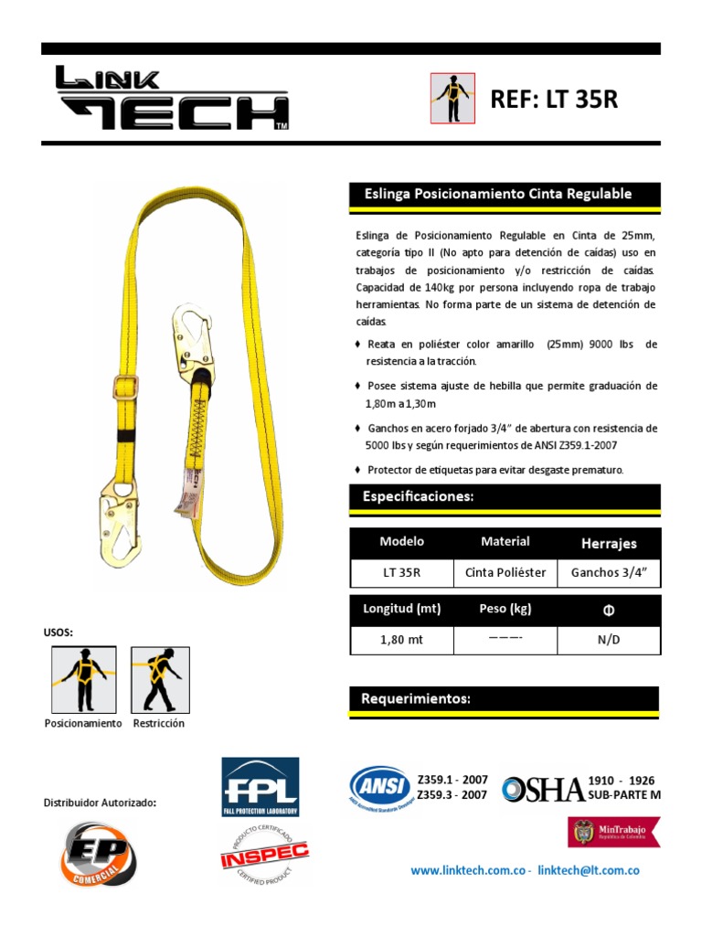Eslinga de Posicionamiento Link Tech | PDF