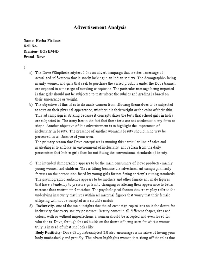 Advertisement Analysis | PDF | Advertising | Social Psychology