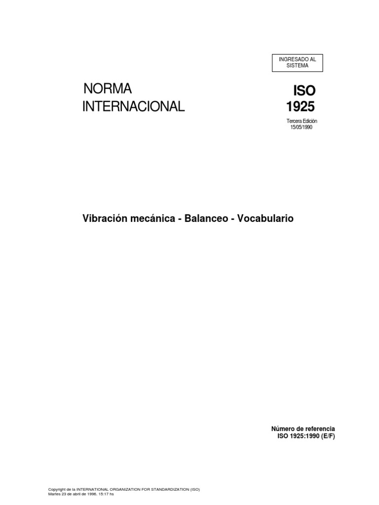 Iso 1925 | PDF | Rotación | Organización internacional para la estandarización