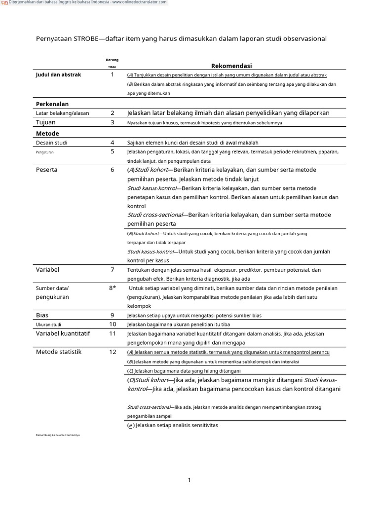 STROBE Checklist v4 Combined - En.id | PDF
