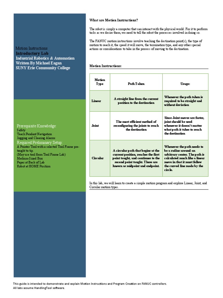 Motion Instructions Lab | PDF | Computing | Computer Engineering