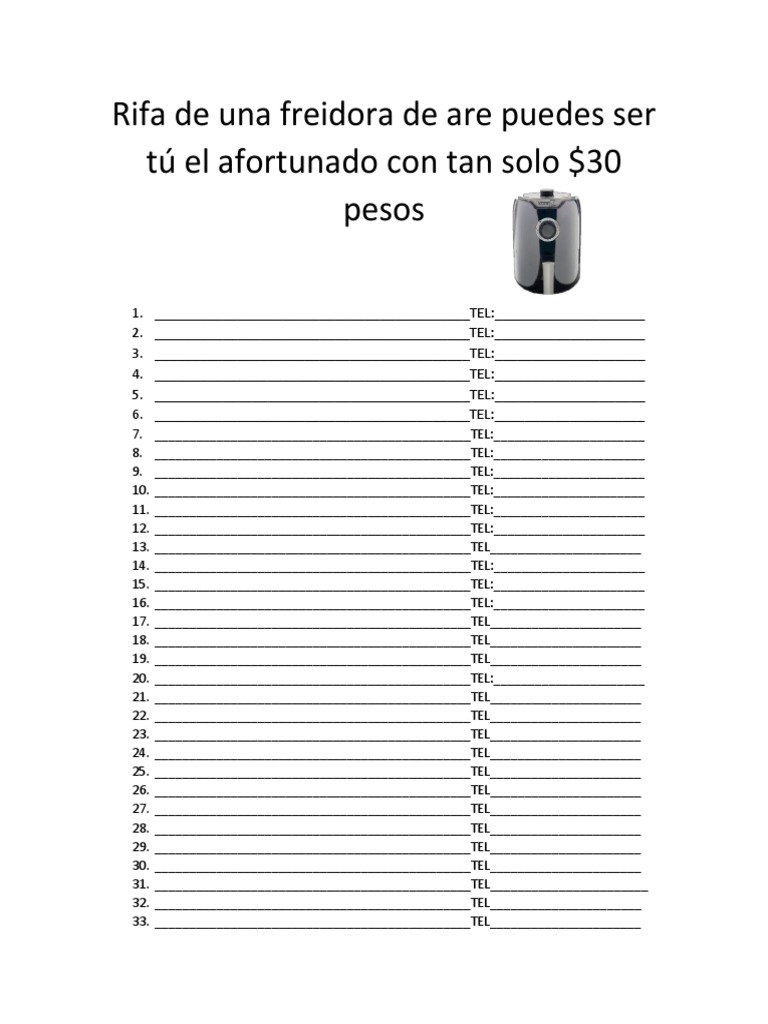 Rifa de Una Freidora | PDF