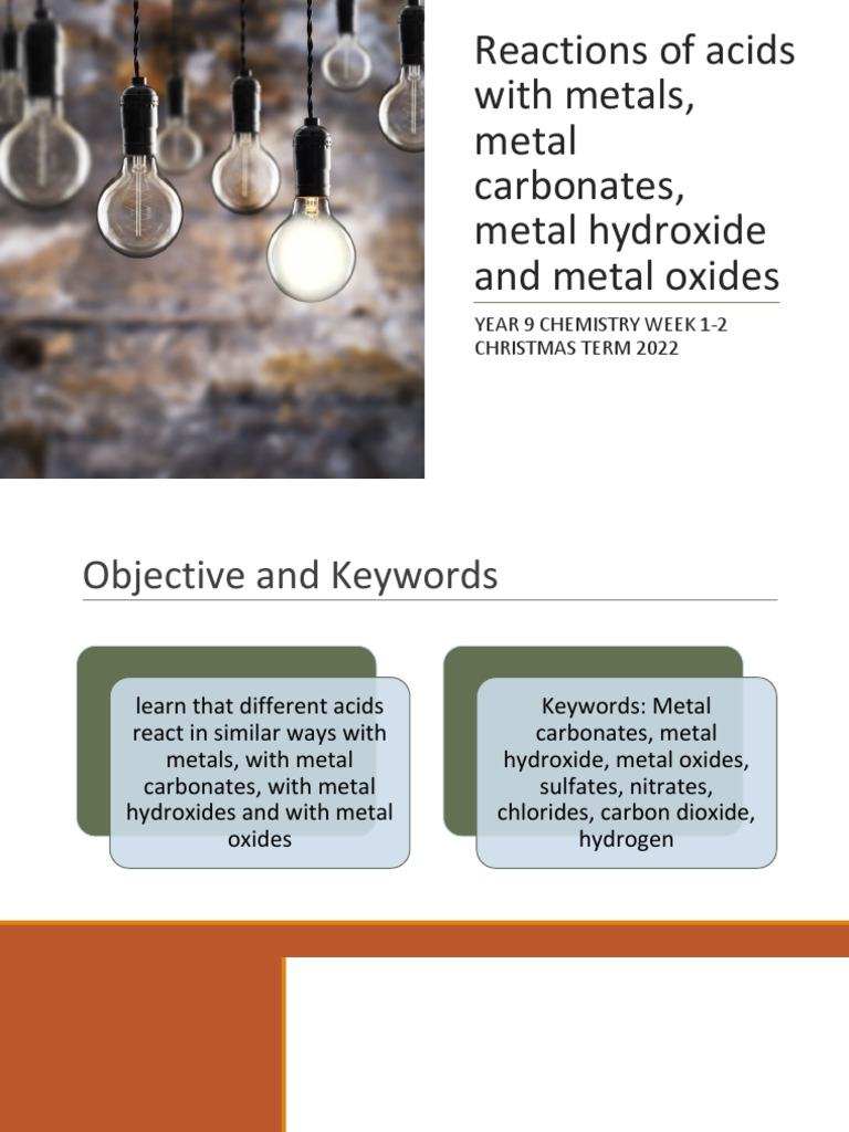 Reactions of Acids With Metals, Metal Carbonates, Metal Hydroxide and ...