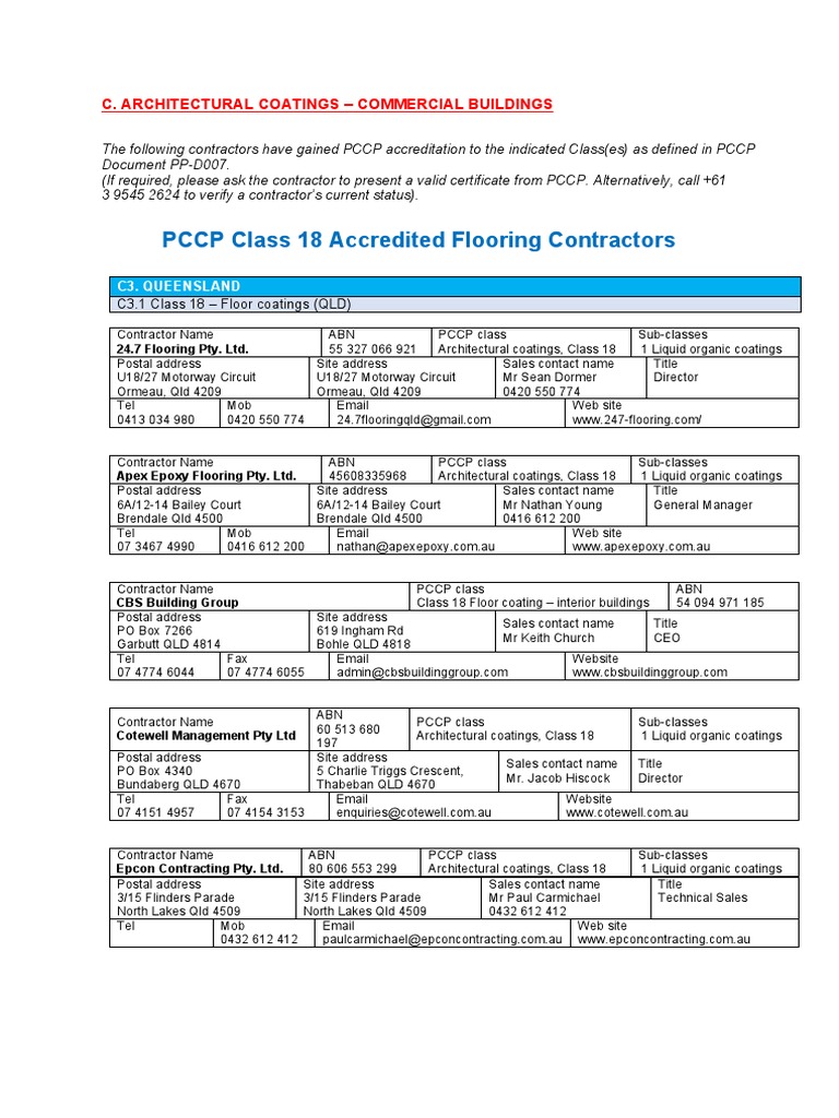 PCCP Accredited Flooring Contractors | PDF
