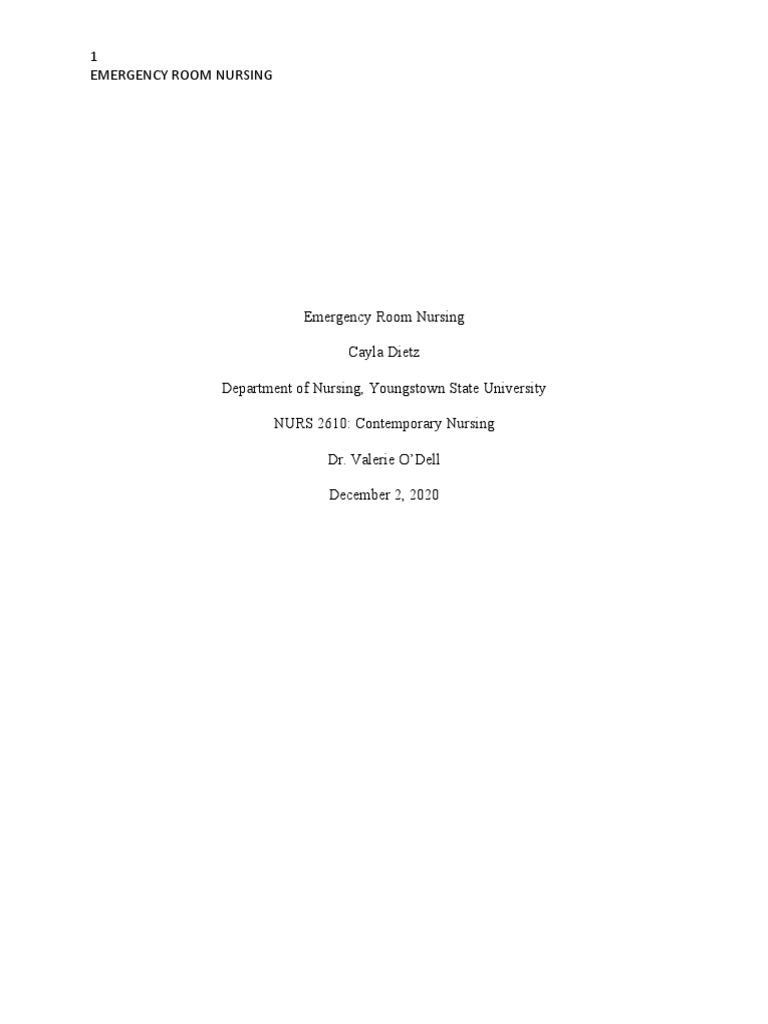 Emergency Room Nursing Paper | PDF