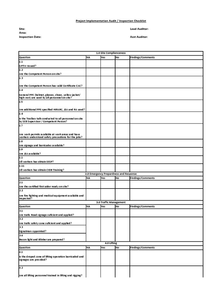 HSE Visit Walkabout Checklist - Copy | PDF | Personal Protective ...