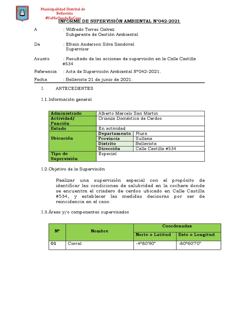 Informe de supervisión ambiental que concluye el cumplimiento de ...